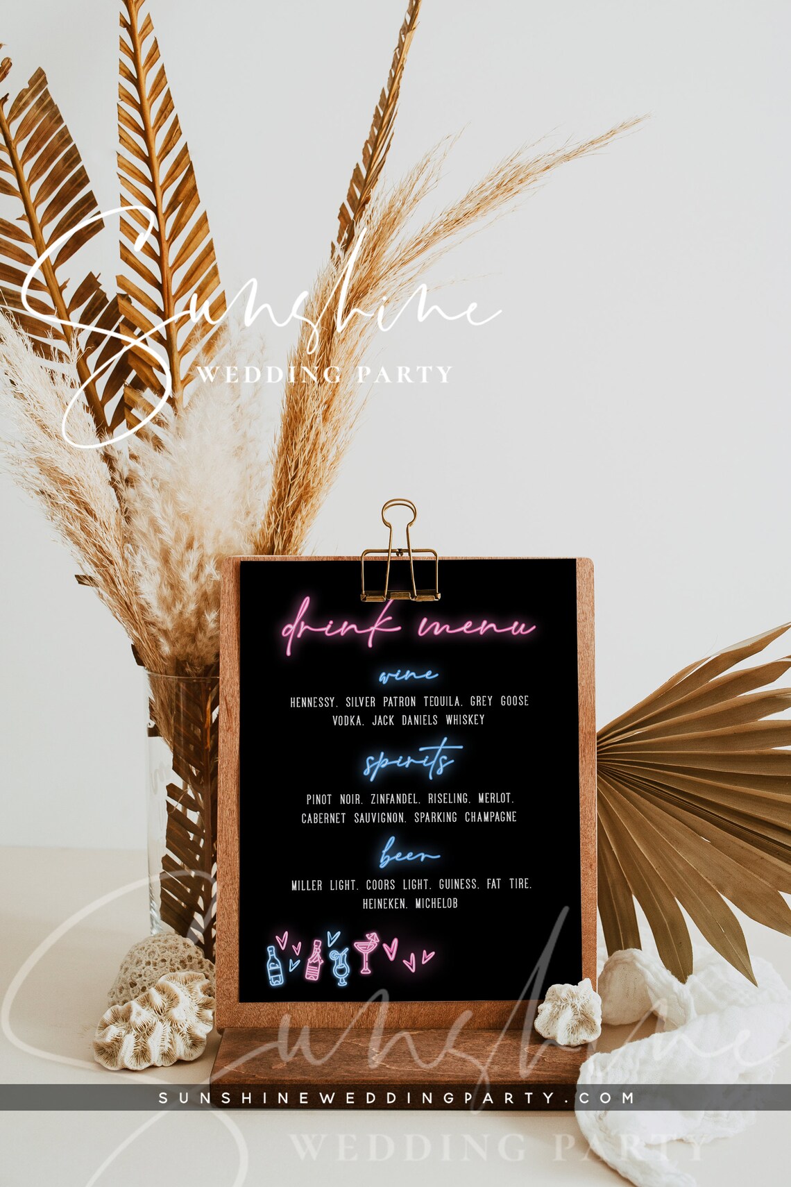 Neon Drink Menu Template Modern Drink Menu Signs the Bar - Etsy