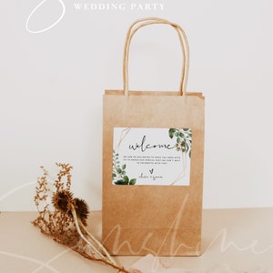 Welcome Bag Label Template, Greenery Wedding Welcome Bag Labels ...
