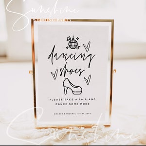 Dancing Shoes Sign Template, Wedding Sign Download, Printable Wedding ...