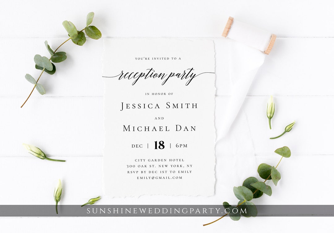 Wedding Reception Party Invitation Template Printable Reception ...