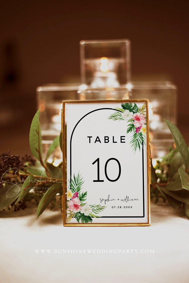 Hawaiian Wedding Table Numbers Template Table Number Cards - Etsy