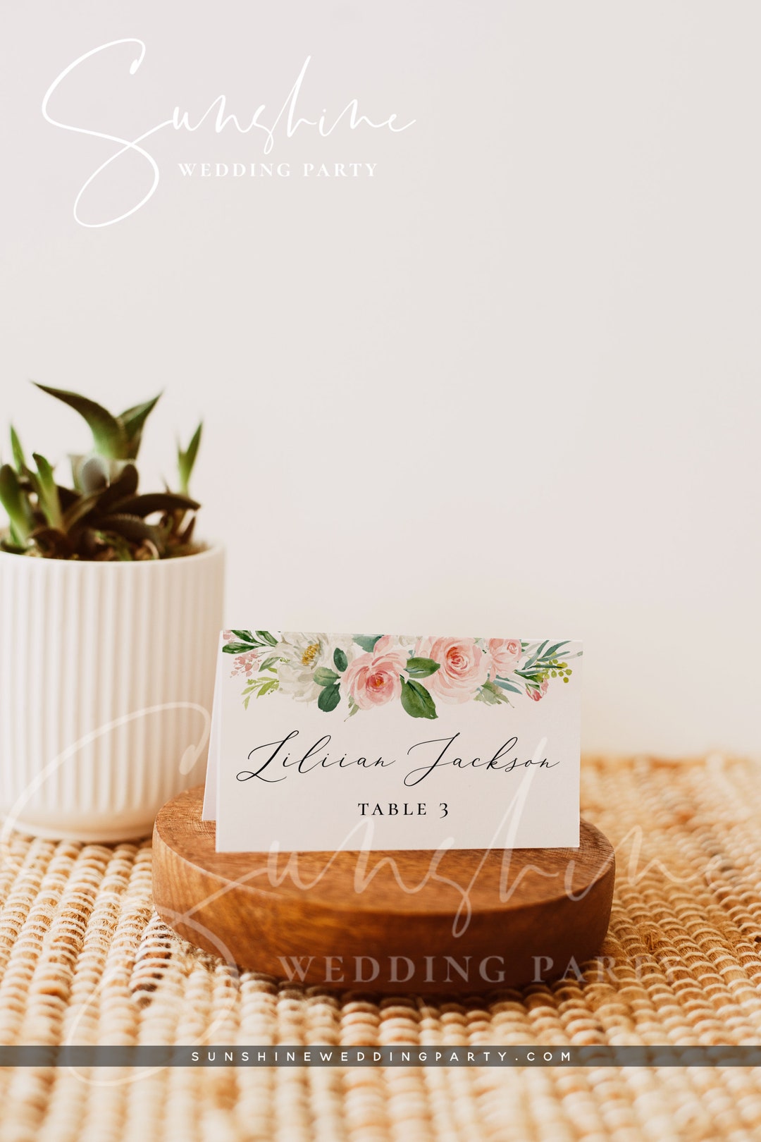 Wedding Place Card Templates Wedding Name Card Template Boho Blush Florals Place Card Fully ...