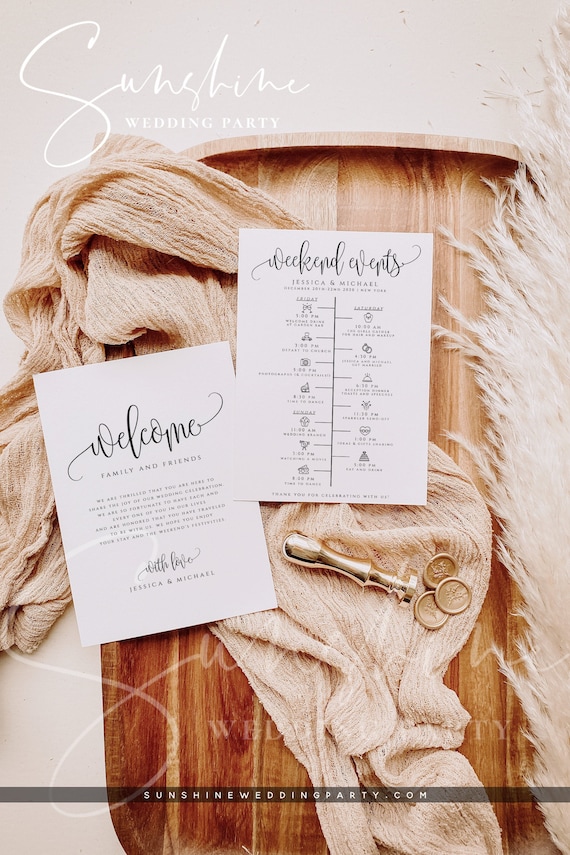 Wedding Weekend Timeline Template Rustic Wedding Timeline DIY | Etsy