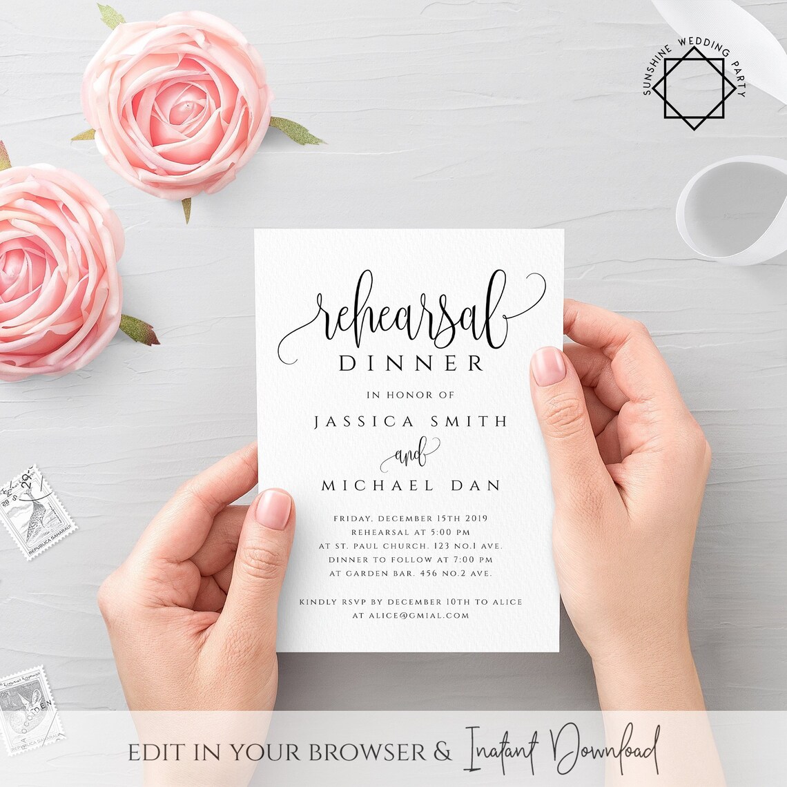Printable Rehearsal Dinner Invitation Template the Night Before ...