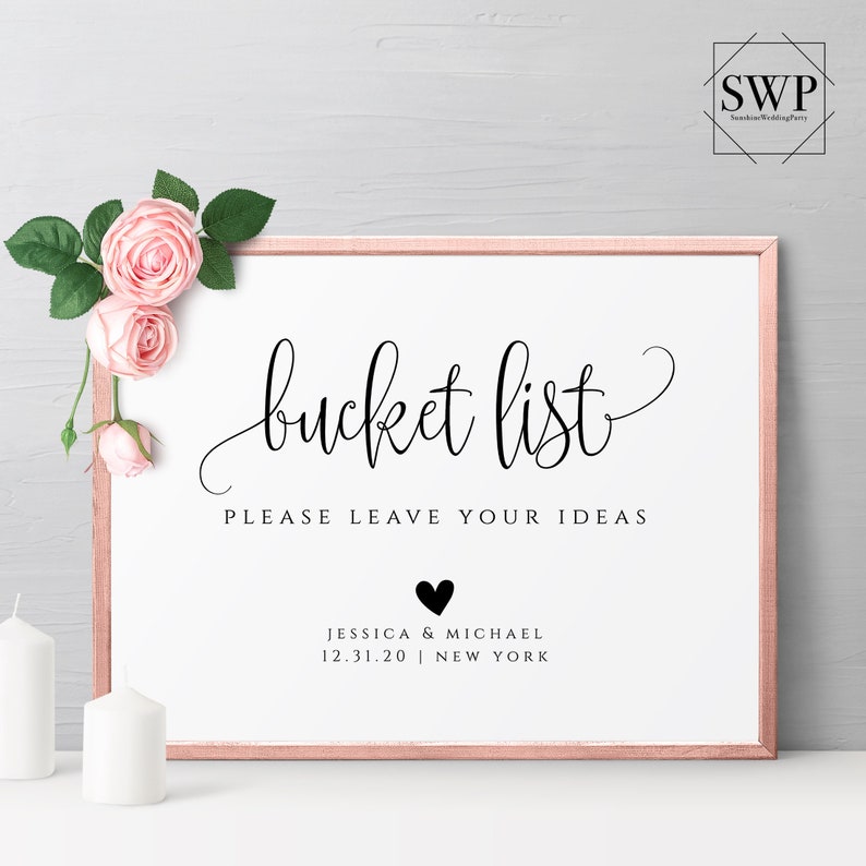 Bucket List Sign Template Wedding Signs Ceremony Sings Bucket - Etsy