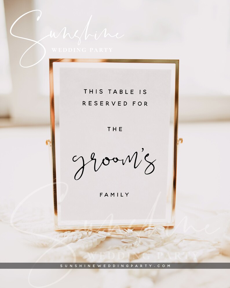 Wedding Reserved Table Sign Template, Minimalist Reserved Sign Template ...