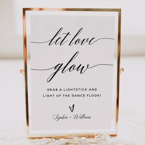 Glow Stick Sign Template, Elegant Wedding, Glow Sticks Send Off, Let ...