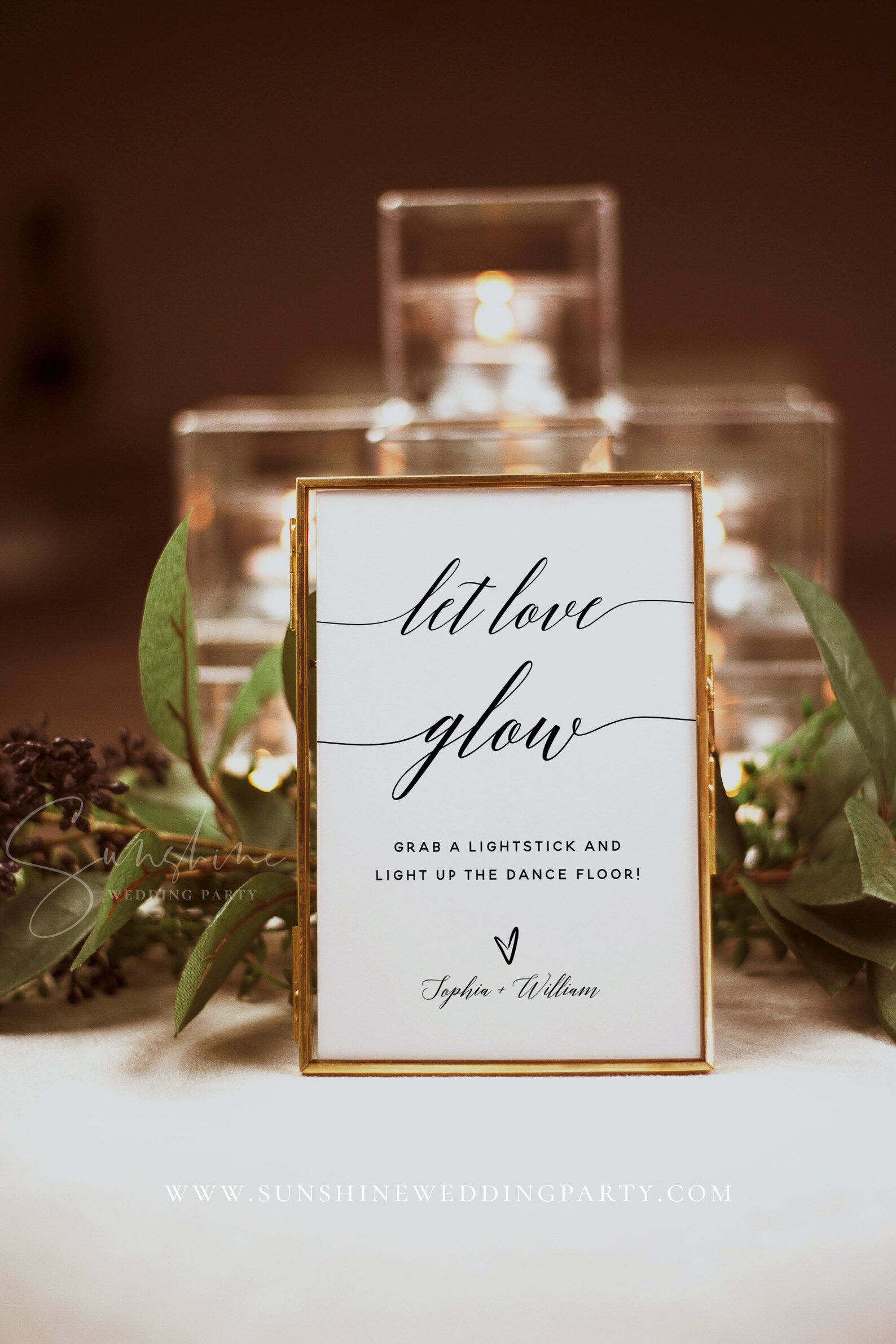 Glow Stick Sign Template, Elegant Wedding, Glow Sticks Send Off, Let ...