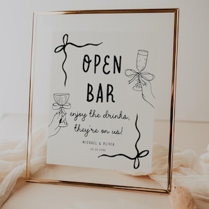 Printable Open Bar Sign | Wedding Drink Bar Sign | Whimsical ...