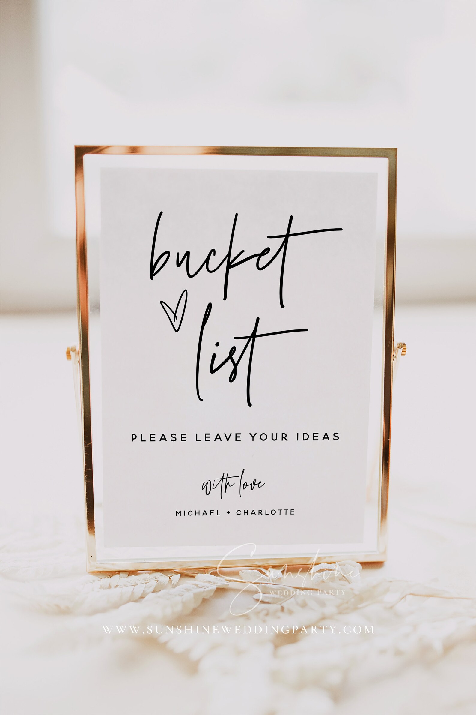 Bucket List Sign Template, Minimalist Wedding Sign, Printable Bucket ...