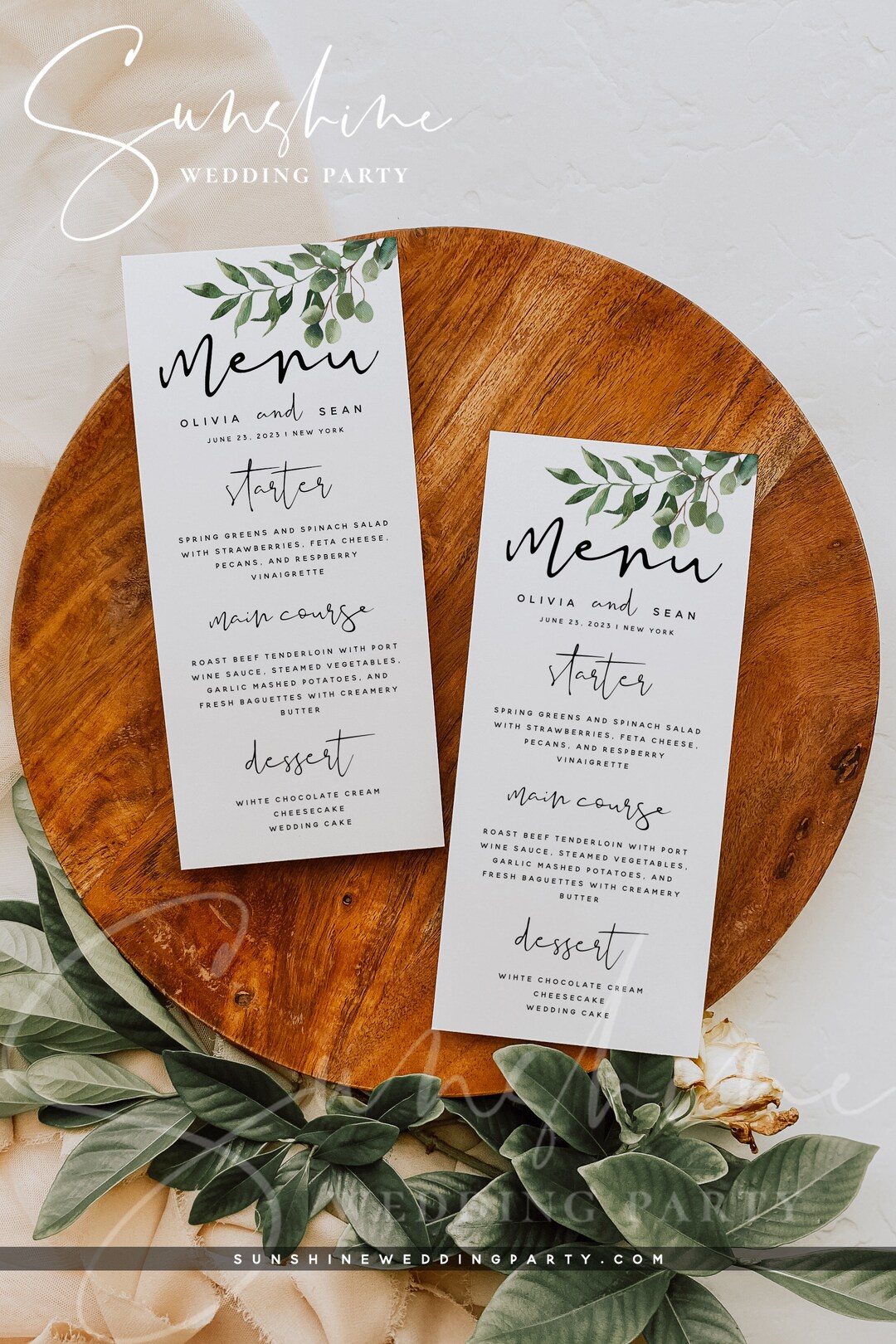 Greenery Menu Template, Wedding Menu, Greenery Wedding Menu, DIY ...