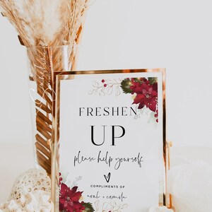 Freshen up Sign Template, Christmas Wedding Bathroom Sign, Bathroom ...