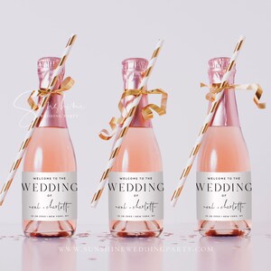 Mini Champagne Bottle Label Template, Elegant Wedding, Modern ...
