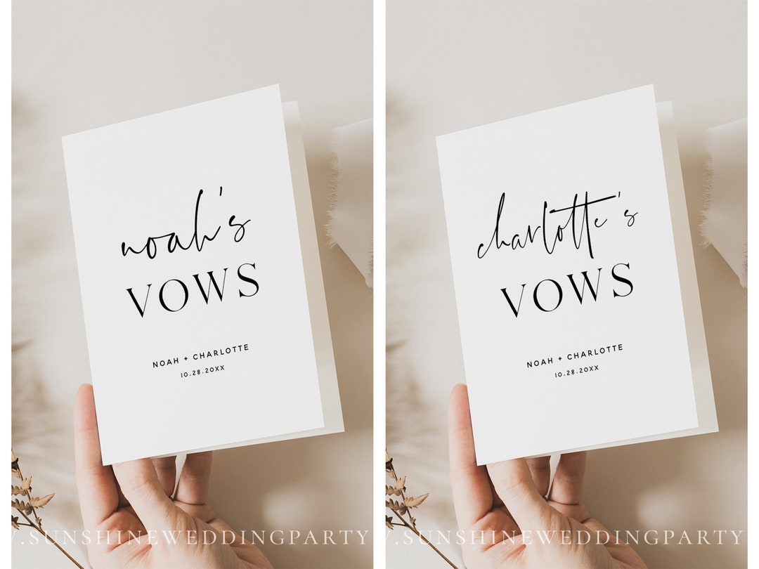 Wedding Vow Booklet Template, Modern Minimalist, His and Her Vows ...
