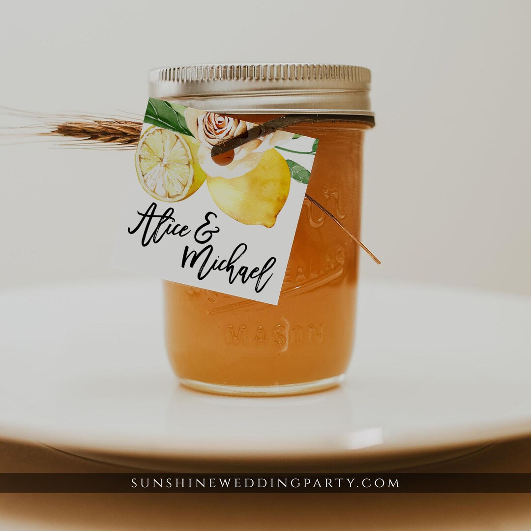 Lemon Wedding Tag Template, Wedding Gift Favor Tag, Rustic Lemon Gift ...