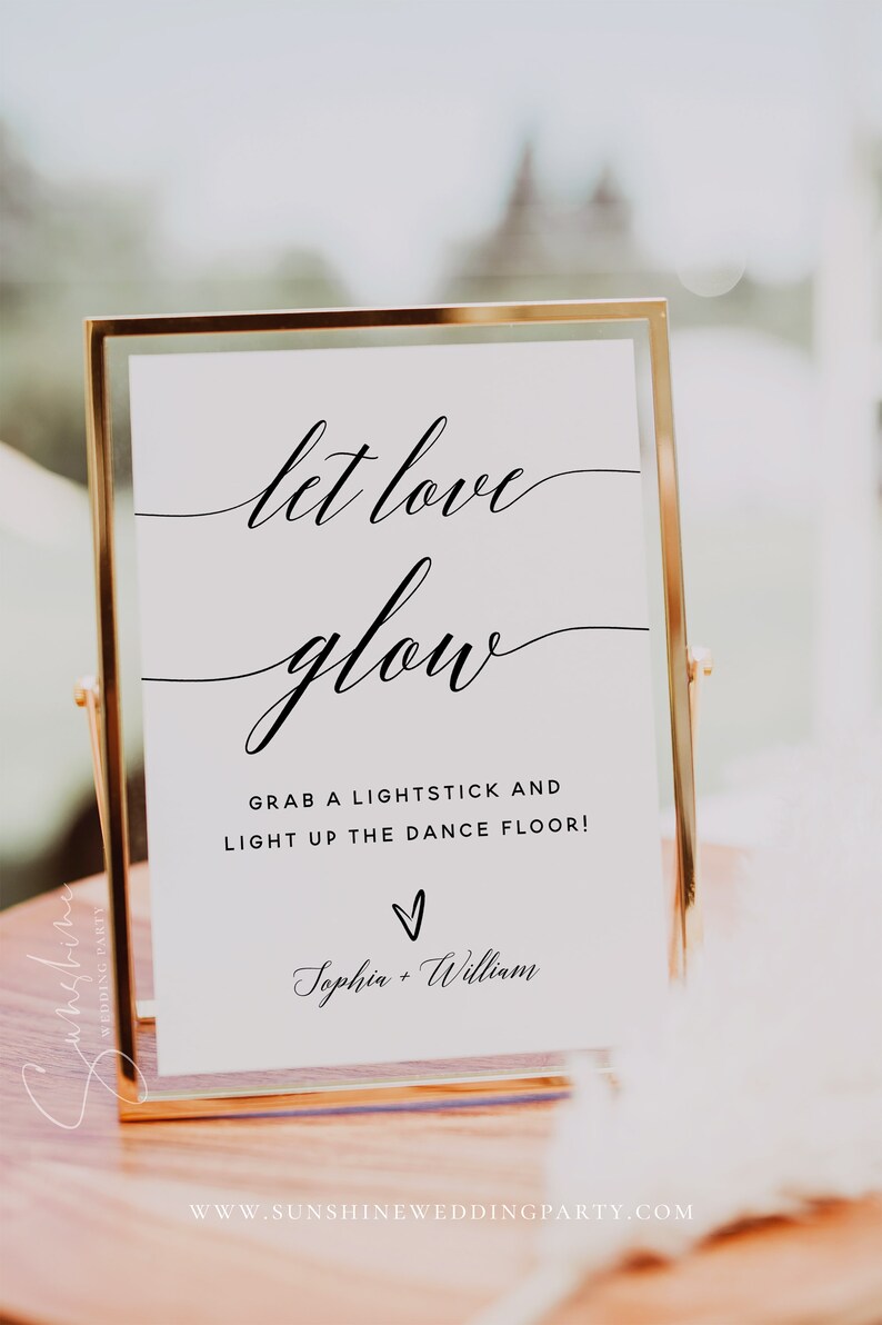 Glow Stick Sign Template, Elegant Wedding, Glow Sticks Send Off, Let ...