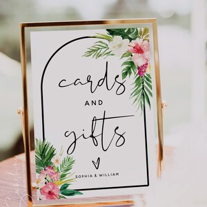 Hawaiian Beach Wedding Cards and Gifts Sign Template, Cards and Gifts ...