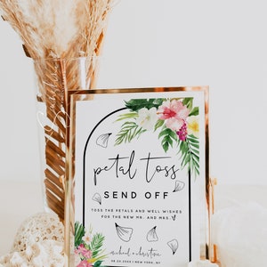 Petal Toss Send off Sign Template, Tropical Summer Wedding Sign ...