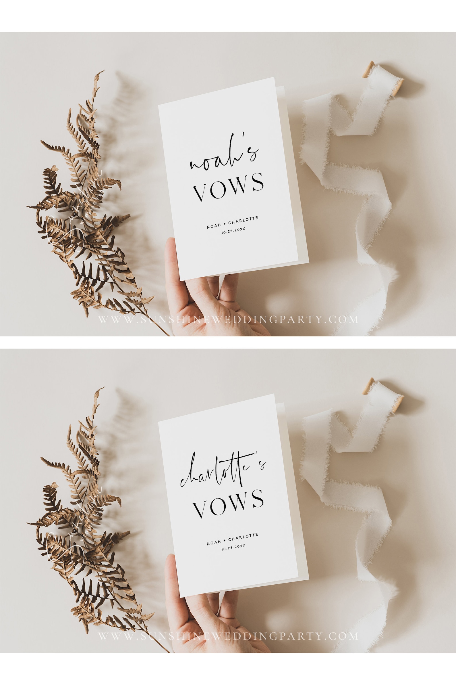 Wedding Vow Booklet Template, Modern Minimalist, His and Her Vows ...
