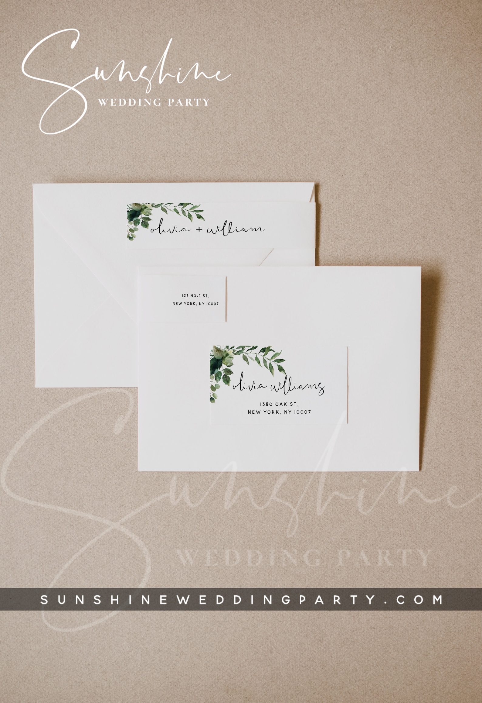 Greenery Wedding Envelope Address Label Template, Printable Envelope ...