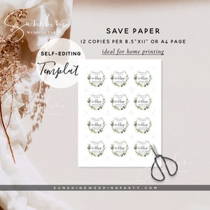 Eucalyptus Greenery Round Favor Tag Template, Printable Round Wedding ...