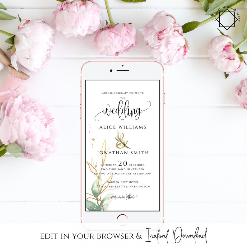 Electronic Wedding Invitation Digital Invitation Wedding | Etsy