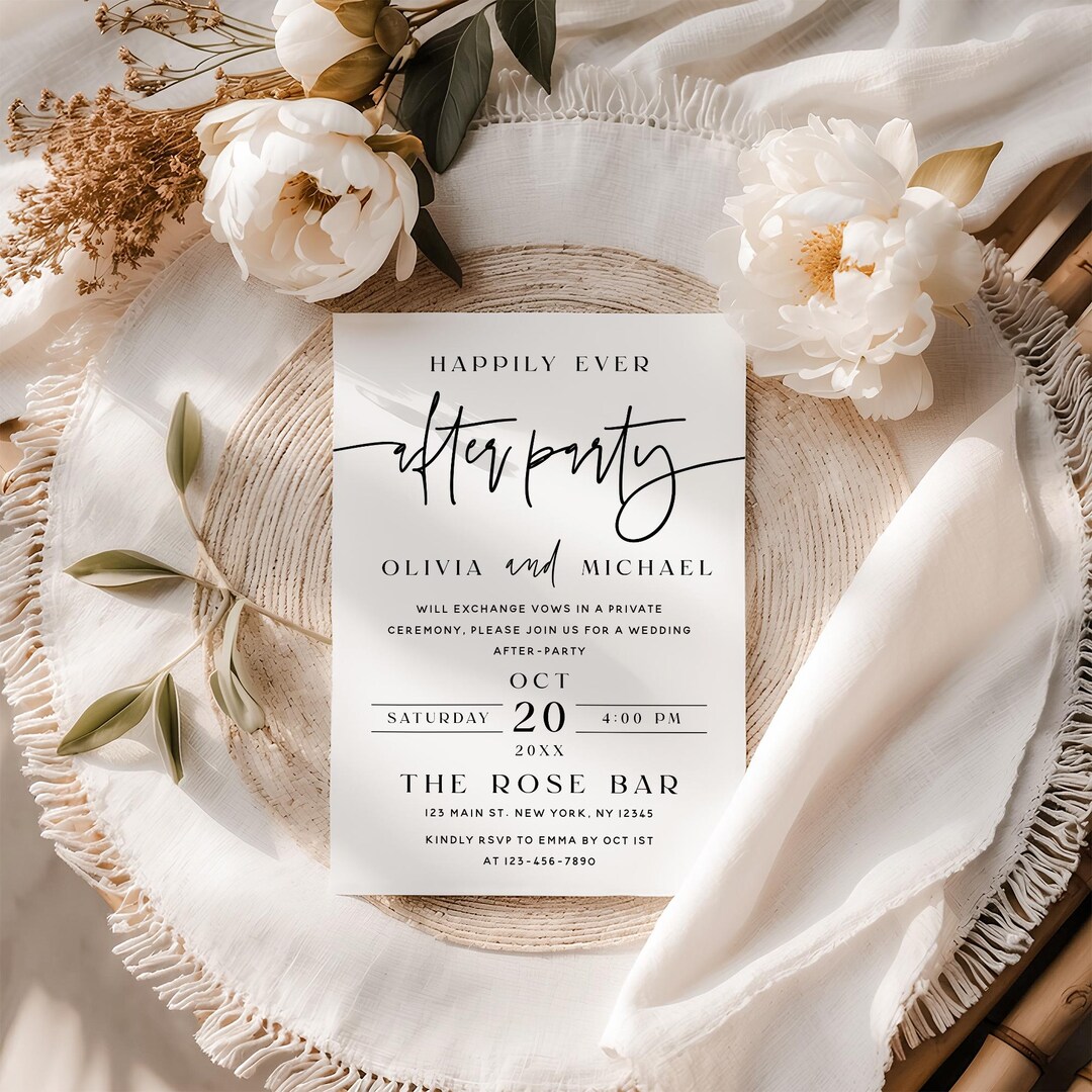 Editable Wedding After Party Invitation Template | Printable Private ...