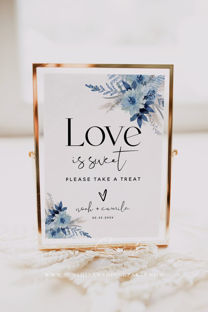 Love is Sweet Sign Template, Dusty Blue Wedding, Please Take A Treat ...
