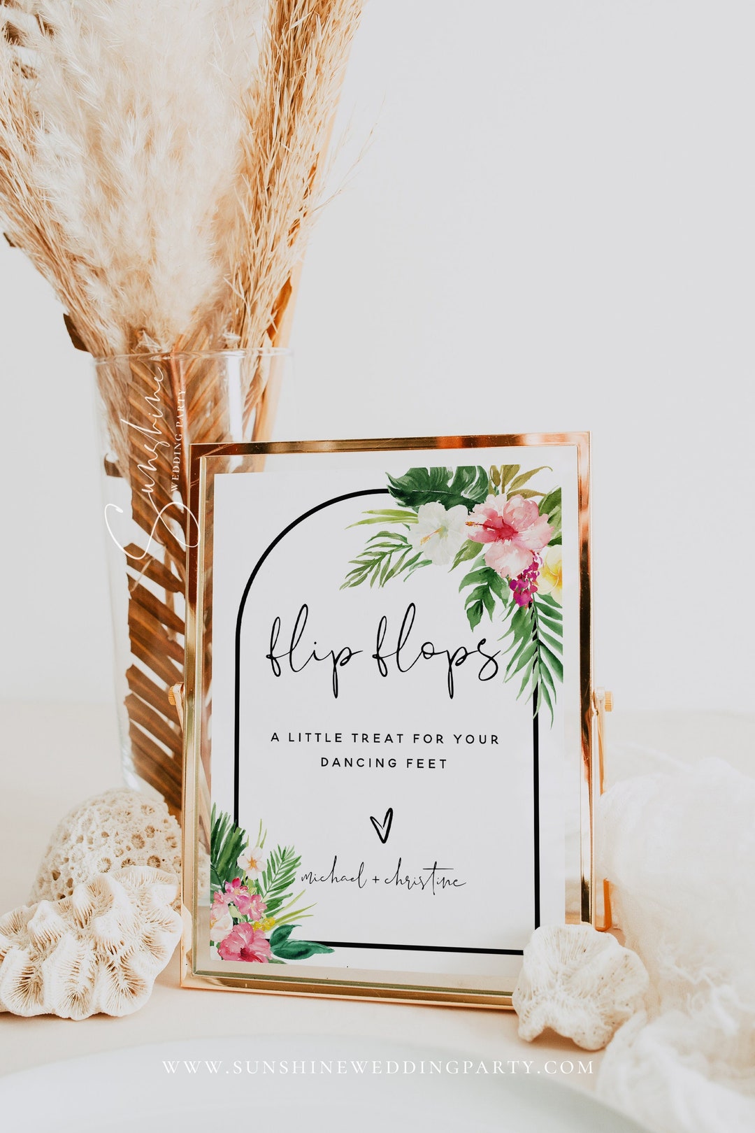 Flip Flops Sign Template, Hawaiian Beach Wedding, Printable Flip Flops ...
