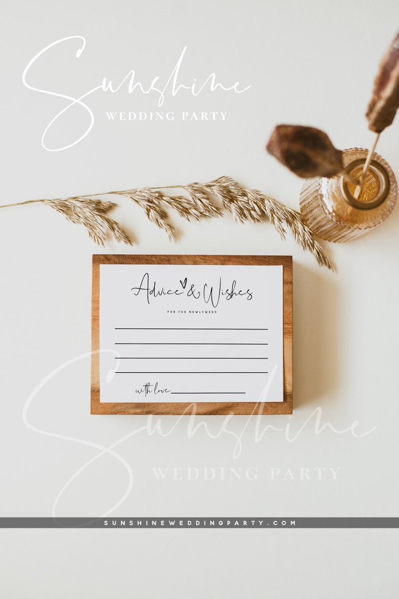 Modern Wedding Advice Card Template | Minimalist Bridal Shower Game ...