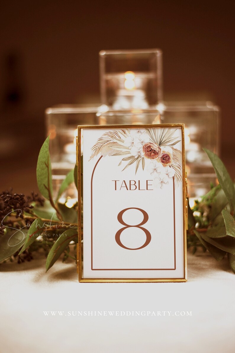Terracotta Wedding Table Number Signs, Modern Bohemian Table Number ...