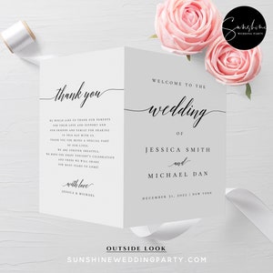 Folded Wedding Program Template Folded Wedding Program Printable ...