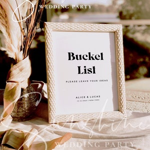 Bucket List Sign Template, Wedding Signs, Printable Bucket List Sign ...