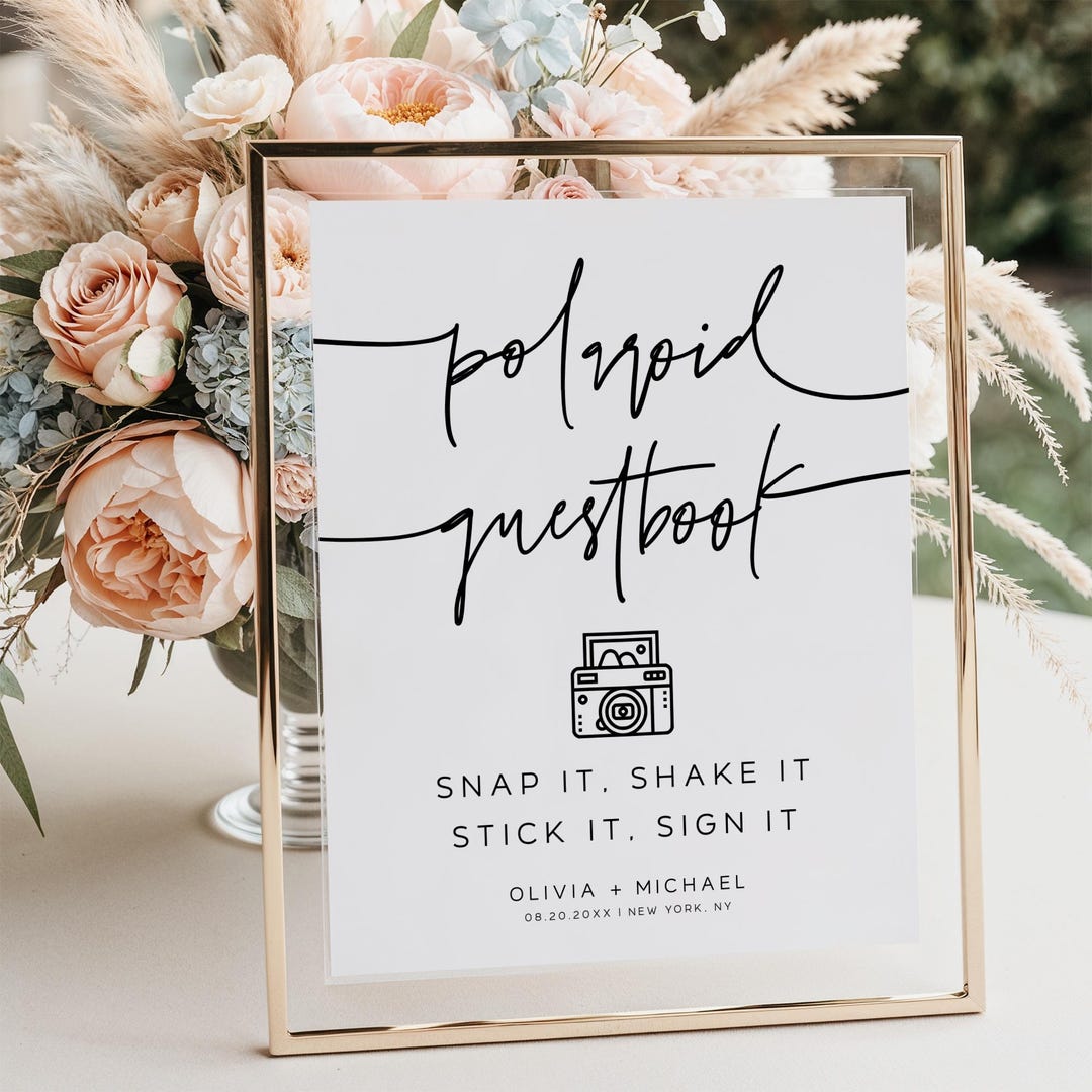 Editable Polaroid Guestbook Sign Template | Snap It Shake It Stick It ...