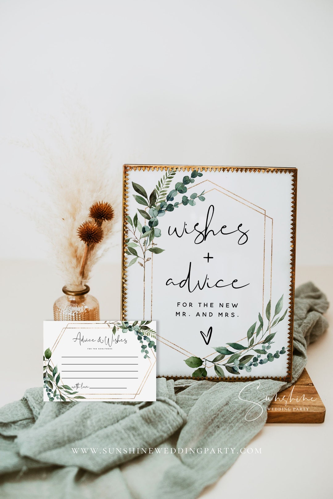 Greenery Advice for the Bride and Groom Sign Template, Advice and ...