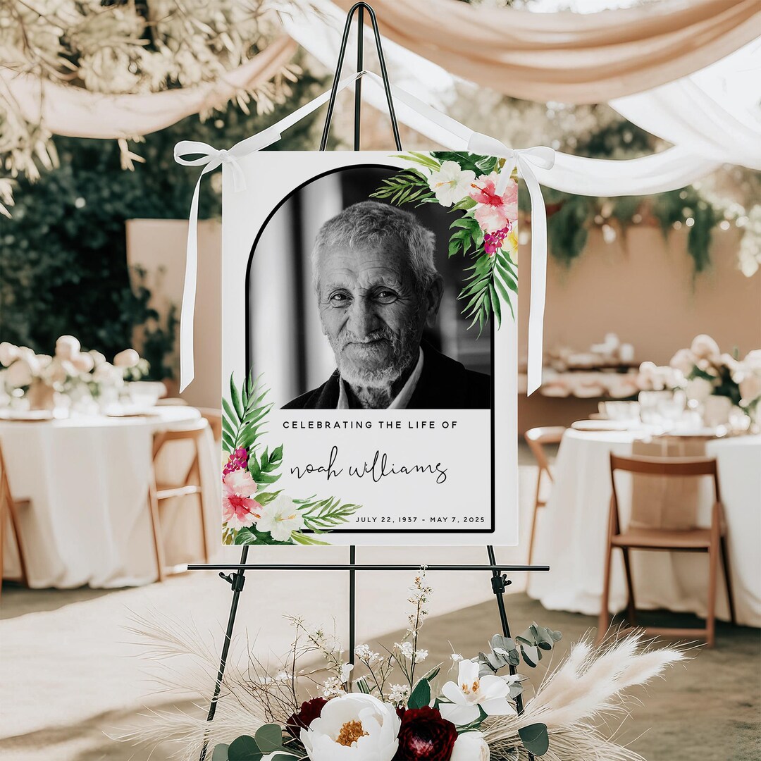 Editable Funeral Welcome Sign Template | Tropical Hawaiian Celebration ...