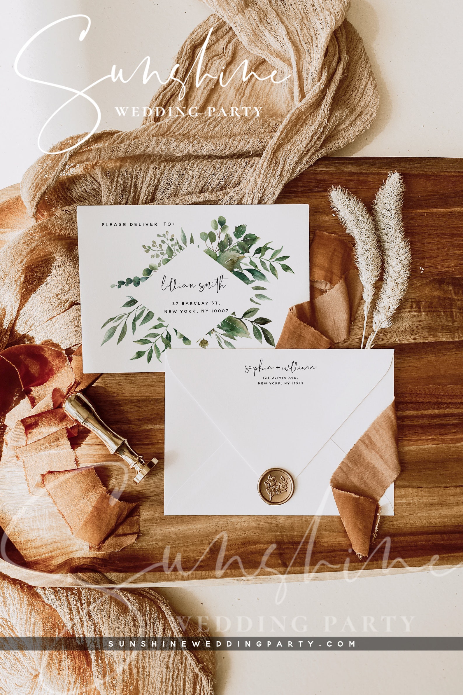 Greenery Wedding Envelope Template DIY Wedding A7 A6 A1 - Etsy