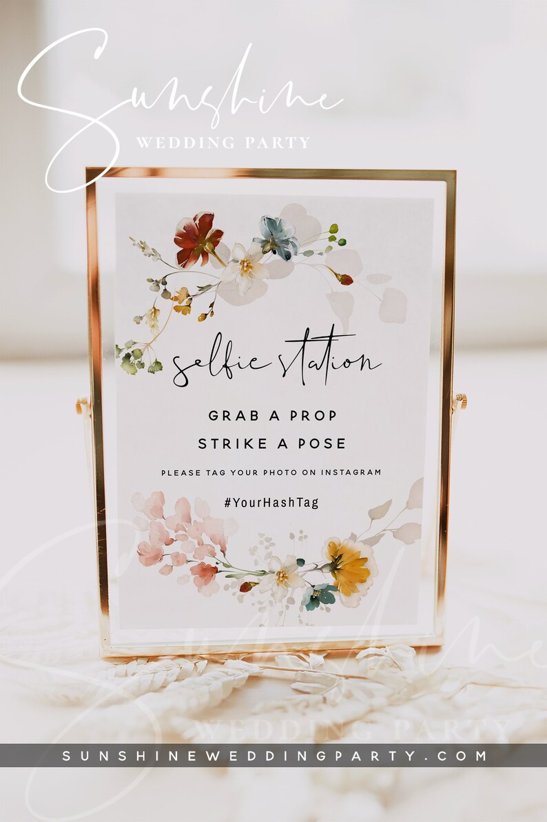 Selfie Station Sign Template Garden Flowers Wedding Selfie | Etsy