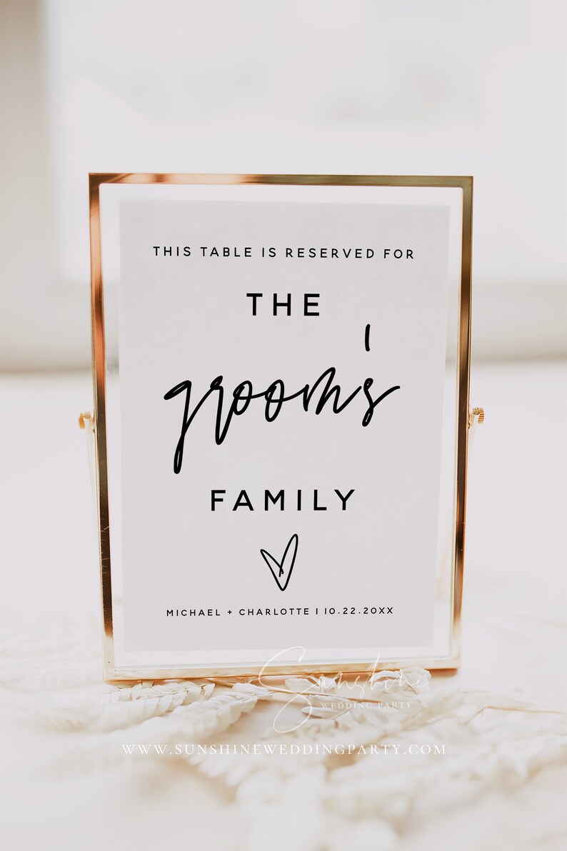 Wedding Reserved Table Sign Template Minimalist Reserved Sign - Etsy