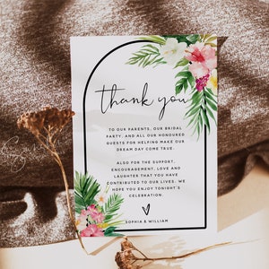 Hawaiian Beach Thank You Cards Template, Tropical Wedding, Thank You ...