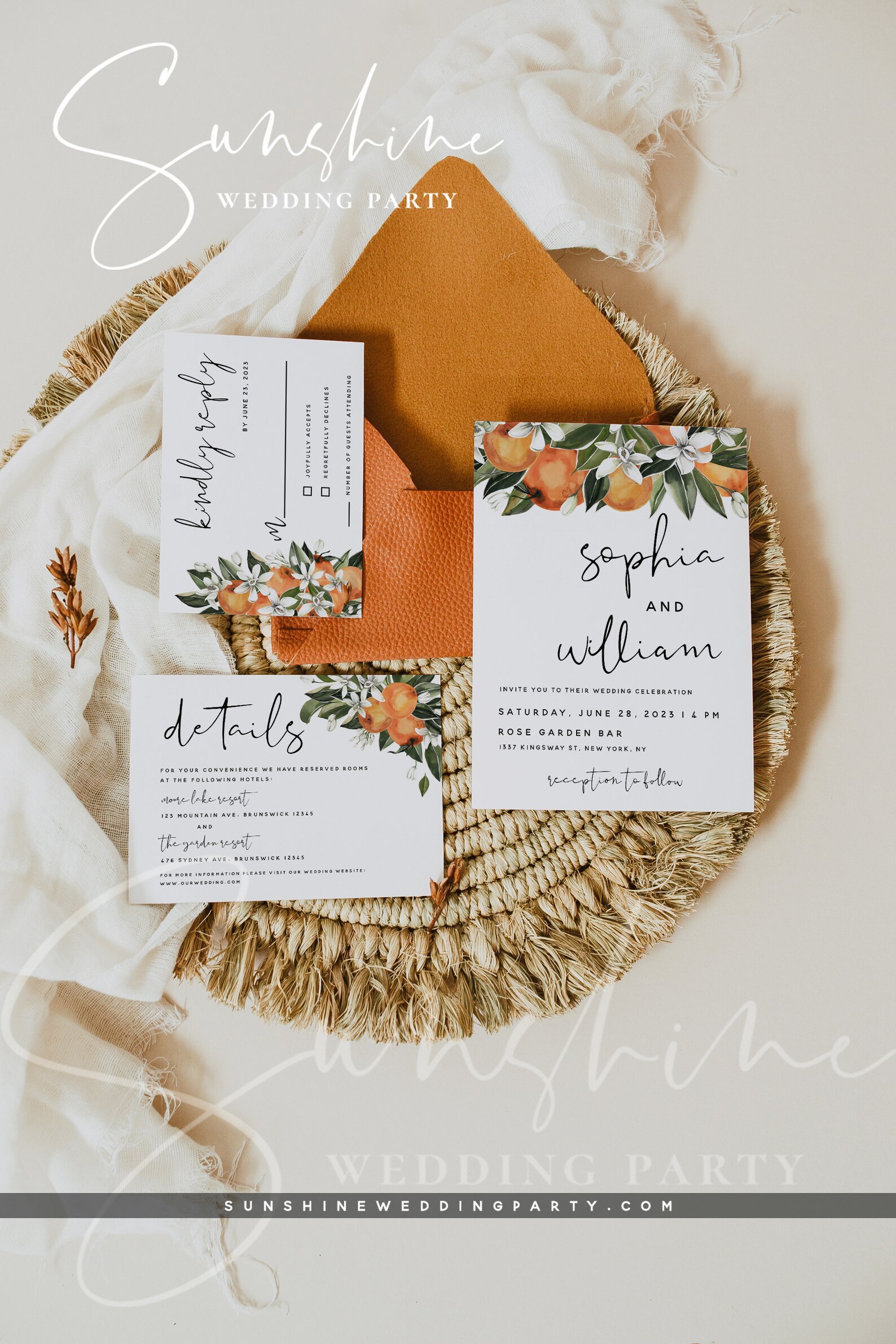 Citrus Wedding Invitation Kit Template Orange Wedding - Etsy