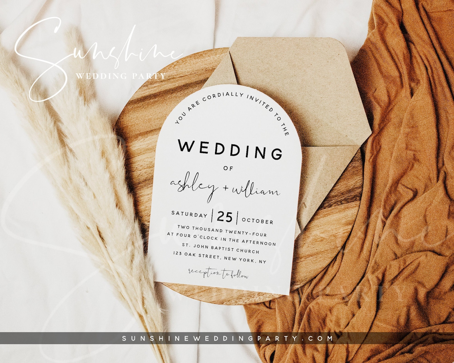 Modern Arch Wedding Invitation Template Minimalist Arch - Etsy