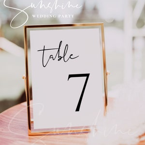 Wedding Table Number Sign Template, DIY Printable Table Number Card ...