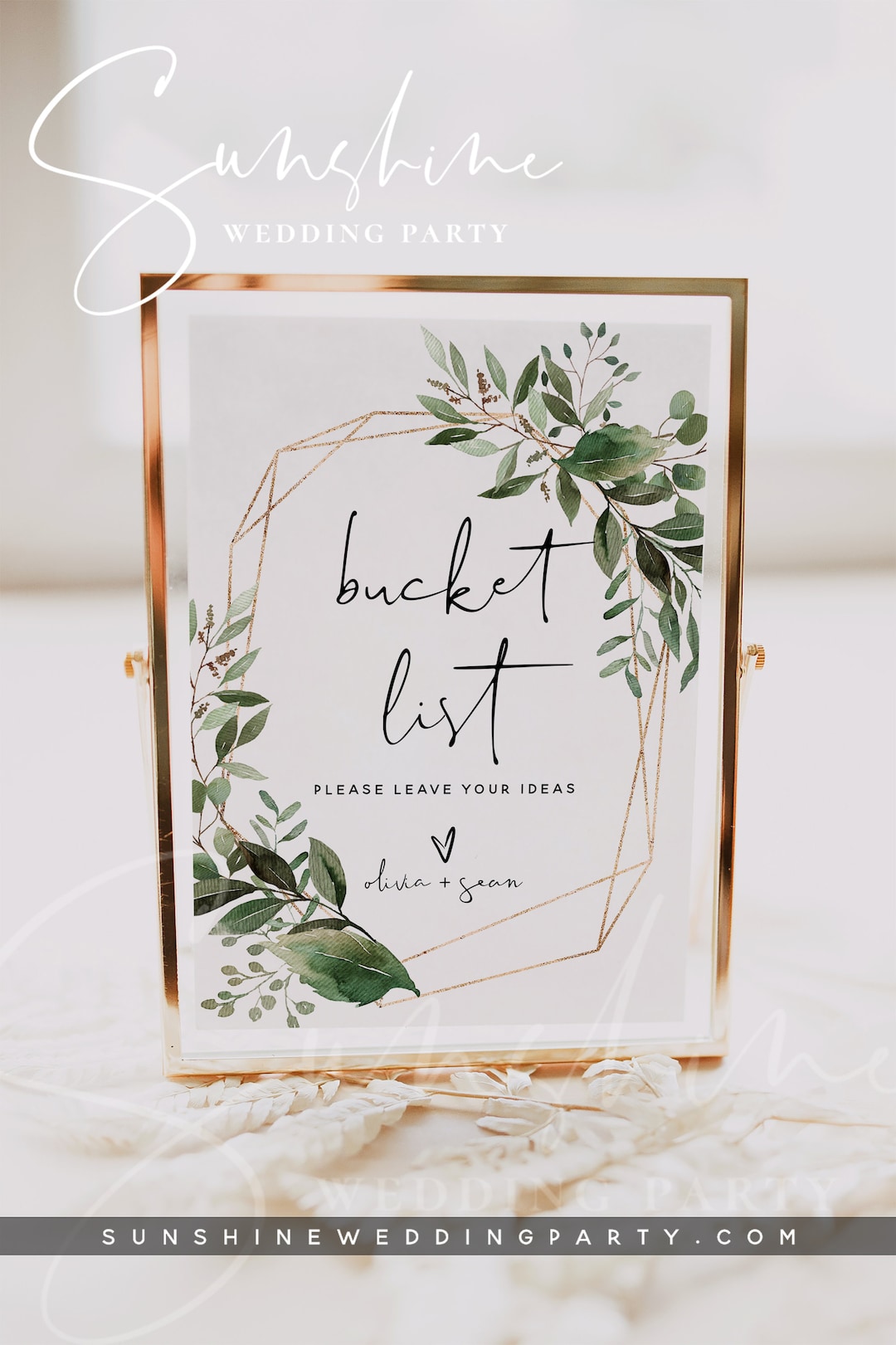 Bucket List Sign Template, Greenery Wedding Signs, Printable Bucket ...