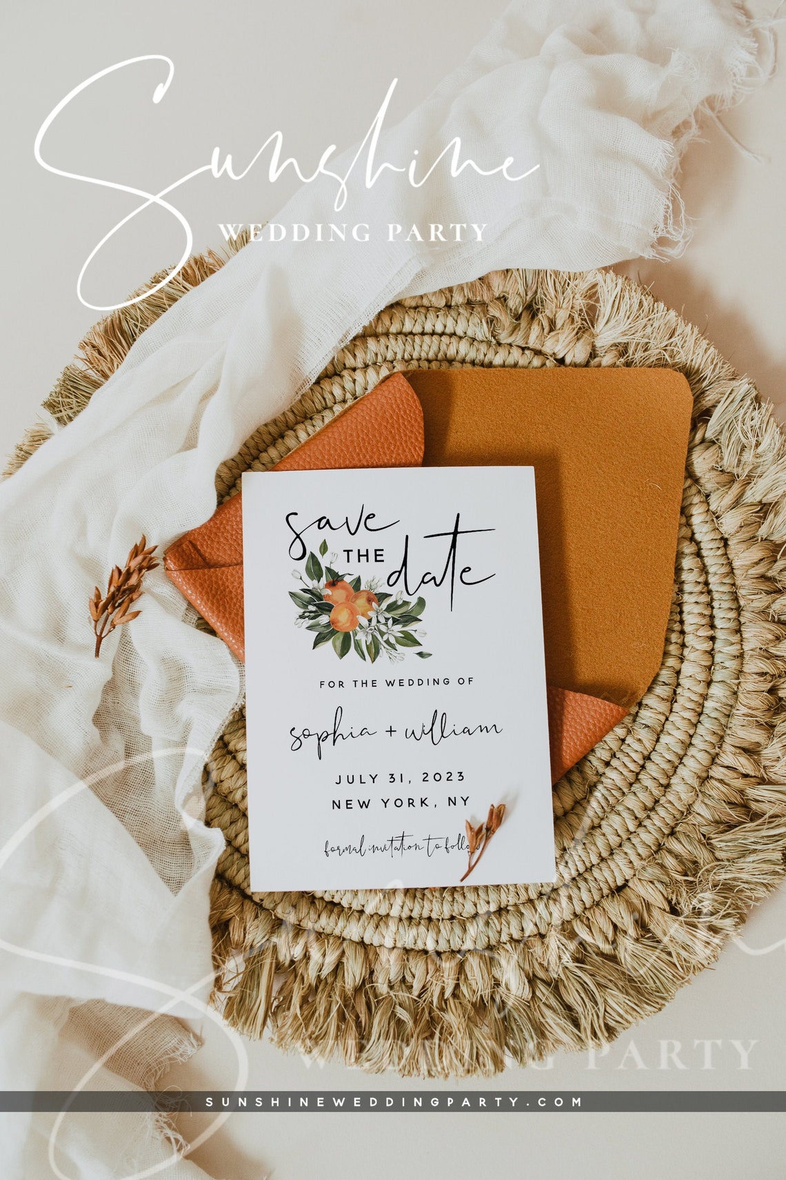Save the Date Template Citrus Orange Wedding Save the Date - Etsy