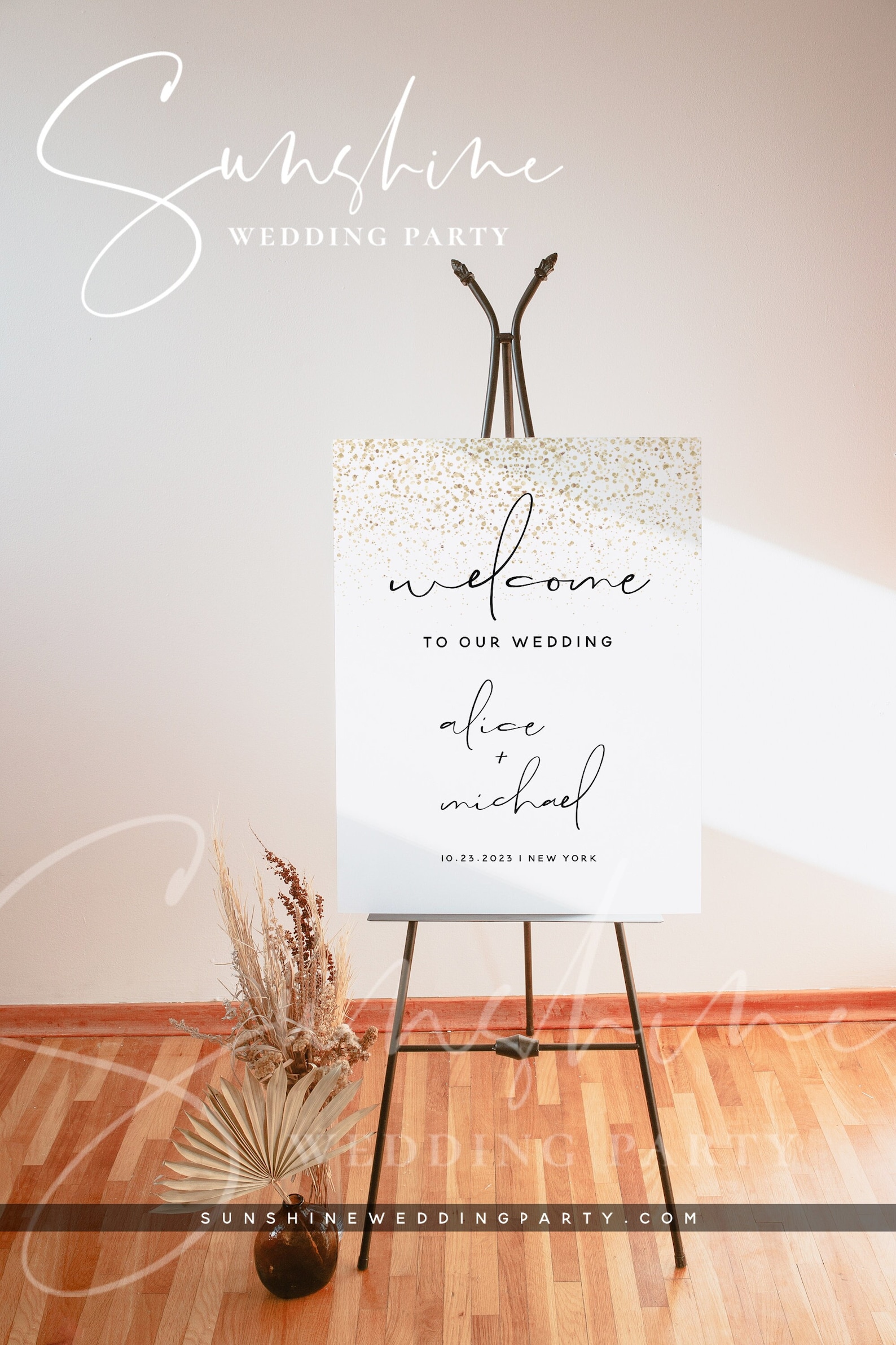 Gold Wedding Welcome Sign Template Modern Wedding Welcome | Etsy