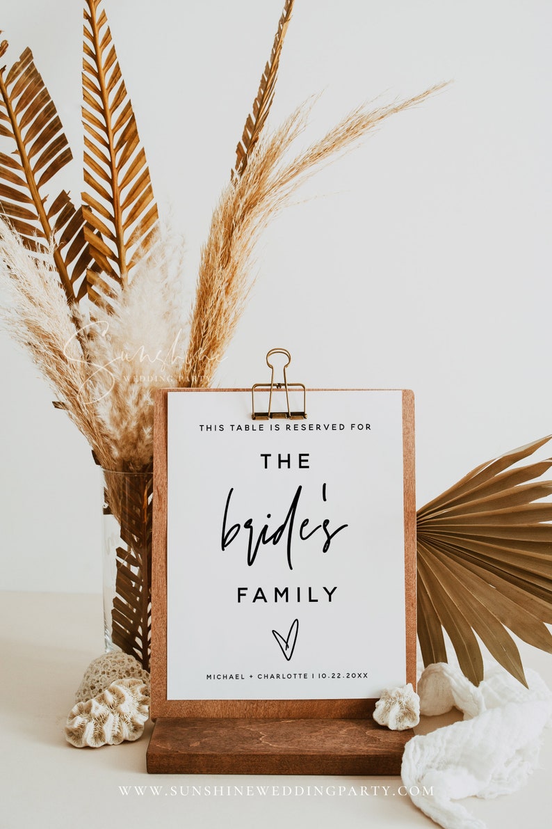 Wedding Reserved Table Sign Template Minimalist Reserved Sign - Etsy
