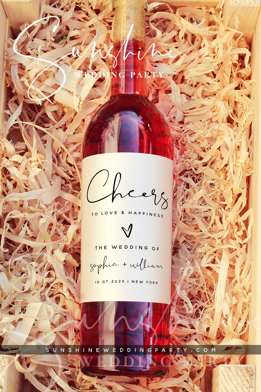 Wine Bottle Label Template, Wedding Labels, Cheers to Love and ...