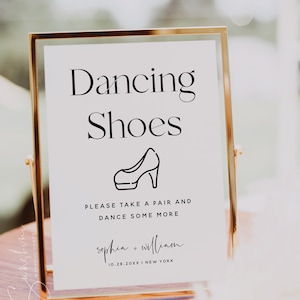 Dancing Shoes Sign Template, Wedding Signs, Modern Elegant, Modern ...