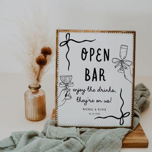 Printable Open Bar Sign | Wedding Drink Bar Sign | Whimsical ...